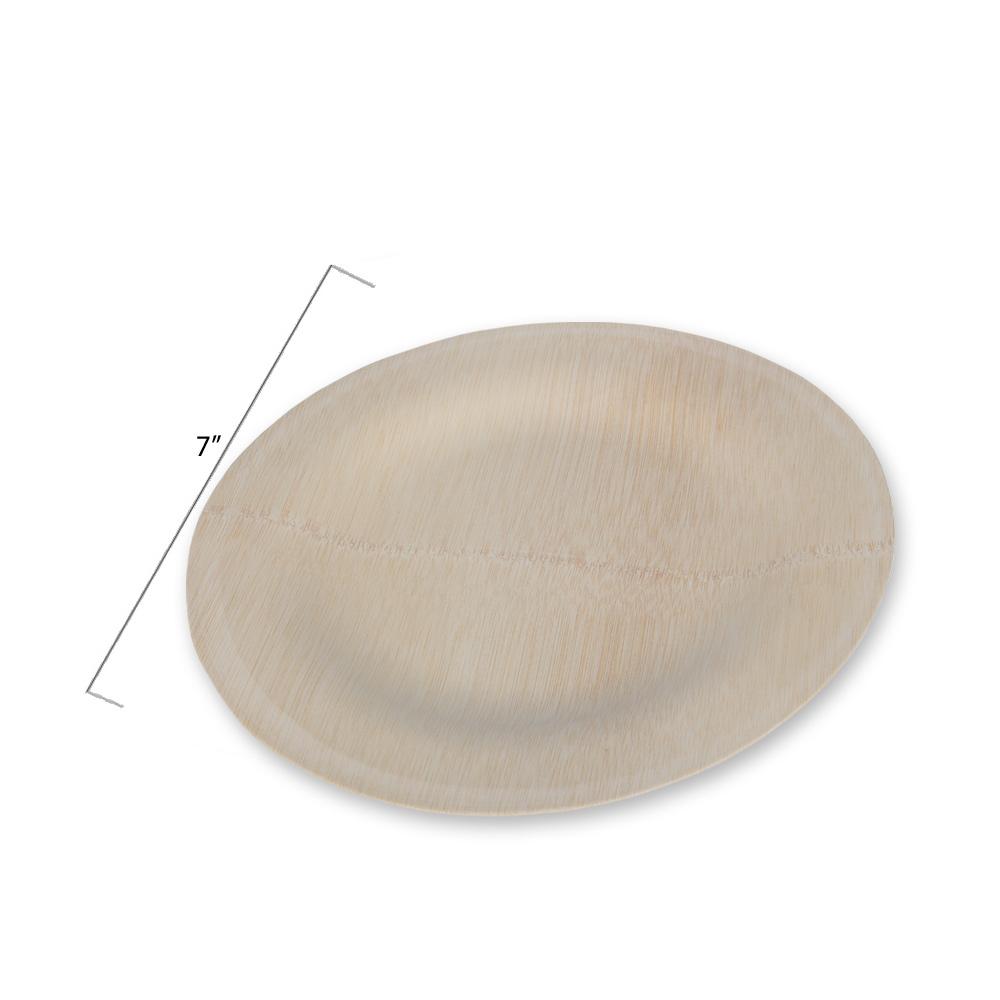 Bamboo Disposable Plates 7" | Round Bamboo Dinnerware – Pick On Us, LLC